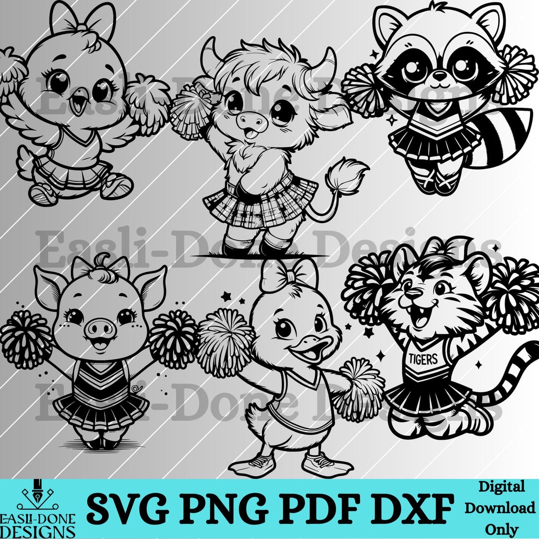 Cheer SVG Animal Outline Bundle Svg Png Pdf and Dxf Files Instant ...