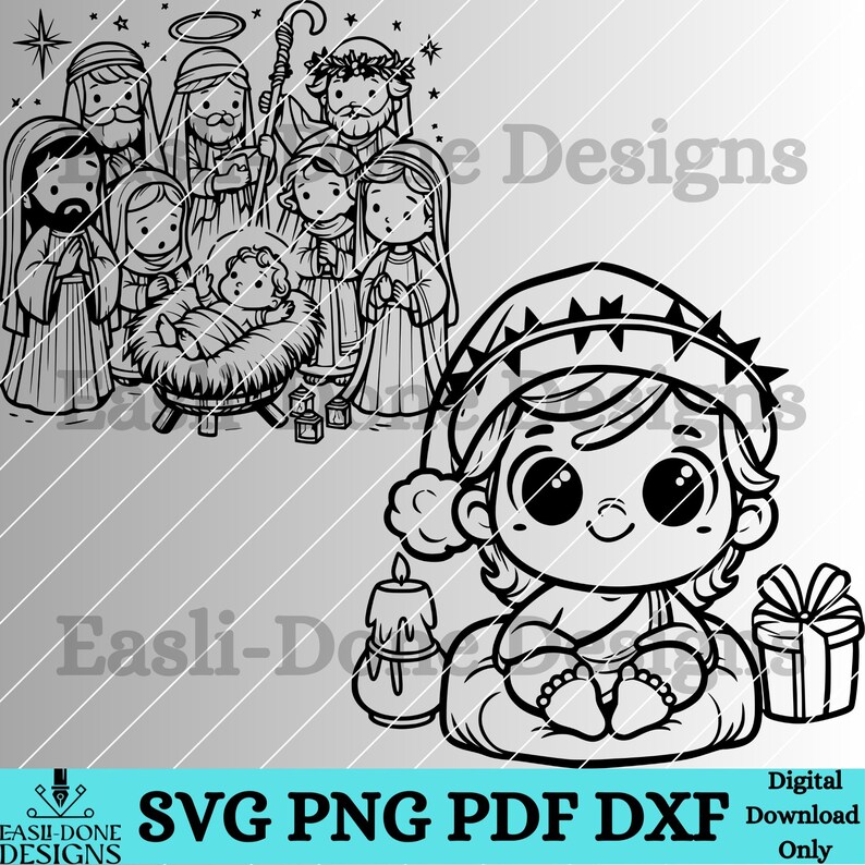 Christmas Nativity Outline SVG Bundle: Laser Cut Vector Clipart ...