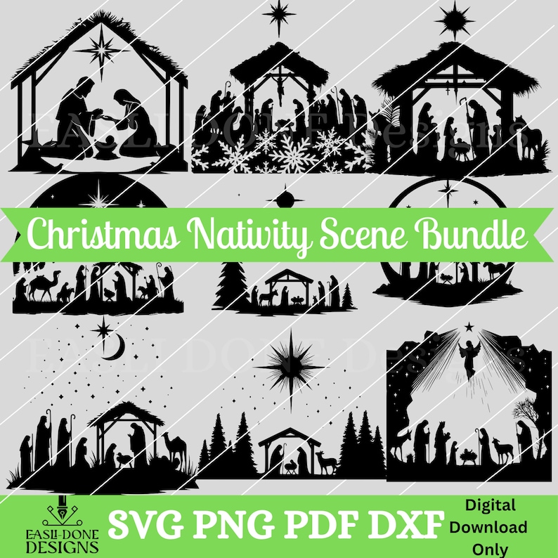Nativity Scene Silhouette Clipart Bundle, for DIY Crafts and Decor Svg ...