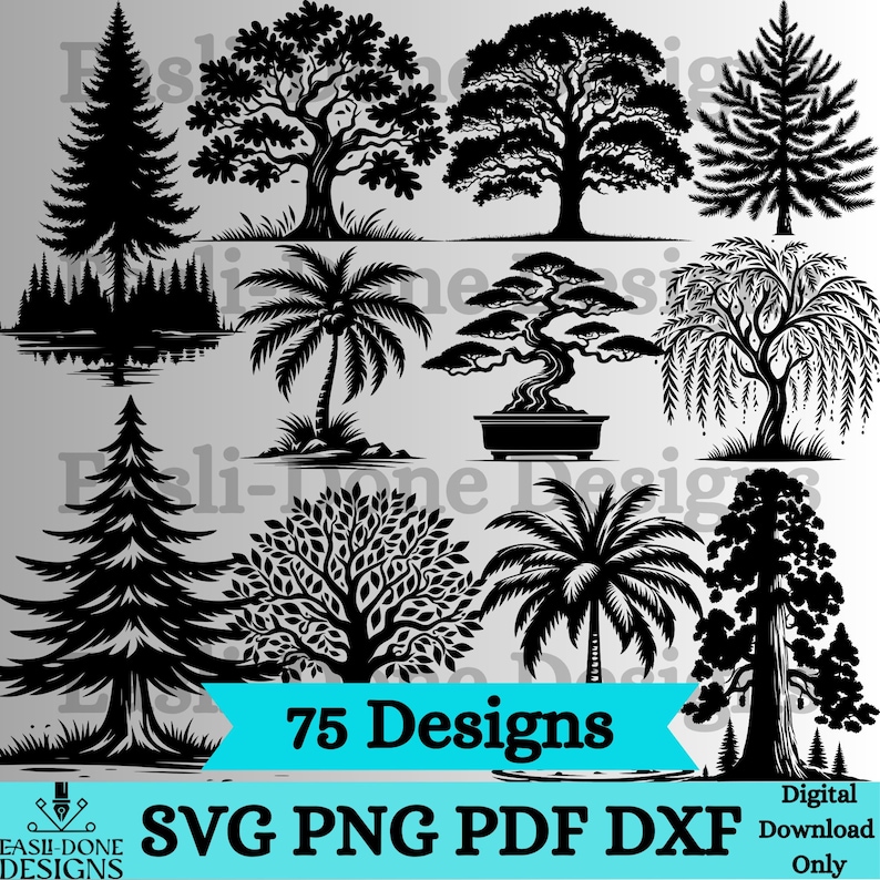 Tree SVG Bundle, Tree Clipart Bundle, Oak Tree Svg, Pine Tree ...