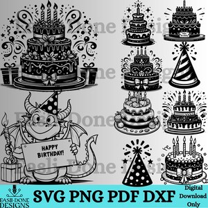 Birthday Animal Svg Bundle, Kawaii Happy Birthday Animal Clipart ...