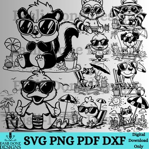 Beach Farm Animal SVG Bundle: Funny Clipart (digital Download) - Etsy