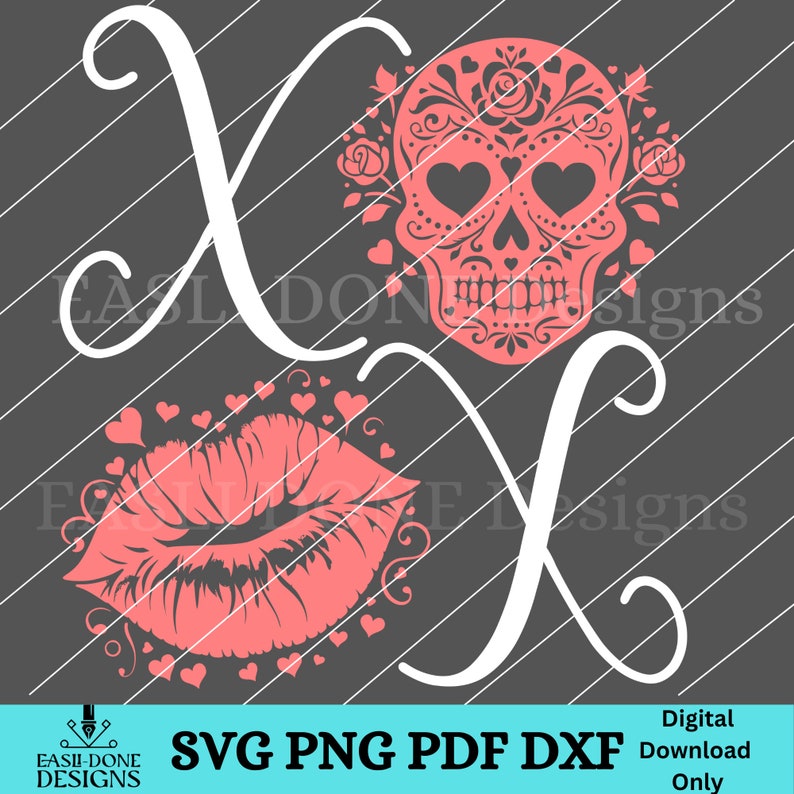 Valentines' Day XOXO Svg Png Clipart Cut File, Sugar Skull Svg Png ...