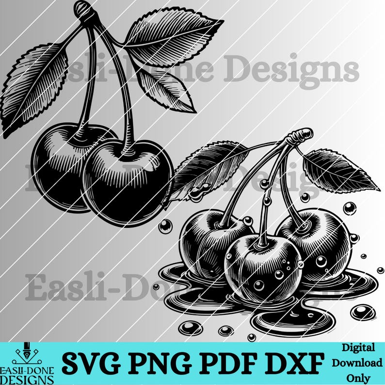 Cherry SVG PNG Pdf and Dxf Files Instant Download, Cute Kawaii Cherry ...
