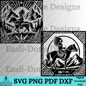 Native Silhouette Square SVG PNG File Native American Square Coaster ...