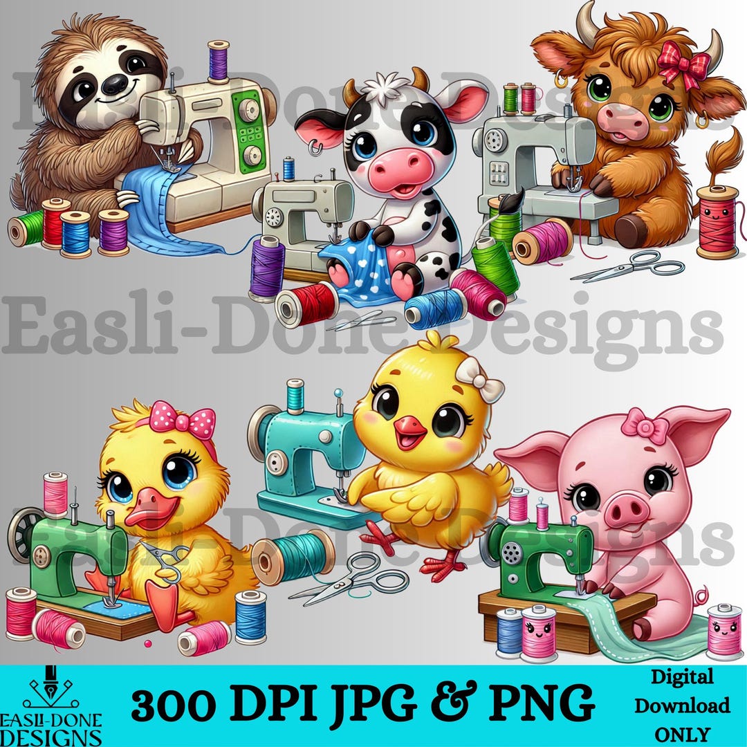 Sewing Animals PNG Bundle: Farm Animal Clipart (digital Download) - Etsy