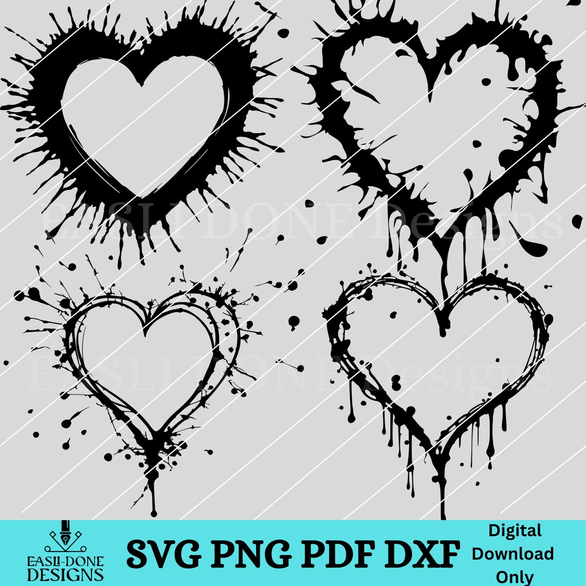 Unique Hearts SVG PNG Bundle Collection of 20 Hand Drawn and Modern ...