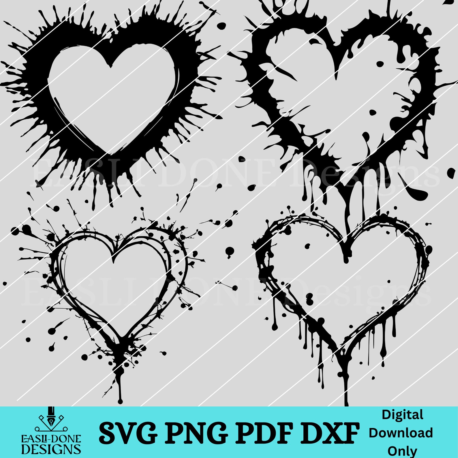 Unique Hearts SVG PNG Bundle Collection of 20 Hand Drawn and Modern ...
