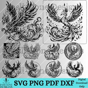 Phoenix SVG Bundle: Mythology Clipart, Laser Cut File (digital Download ...