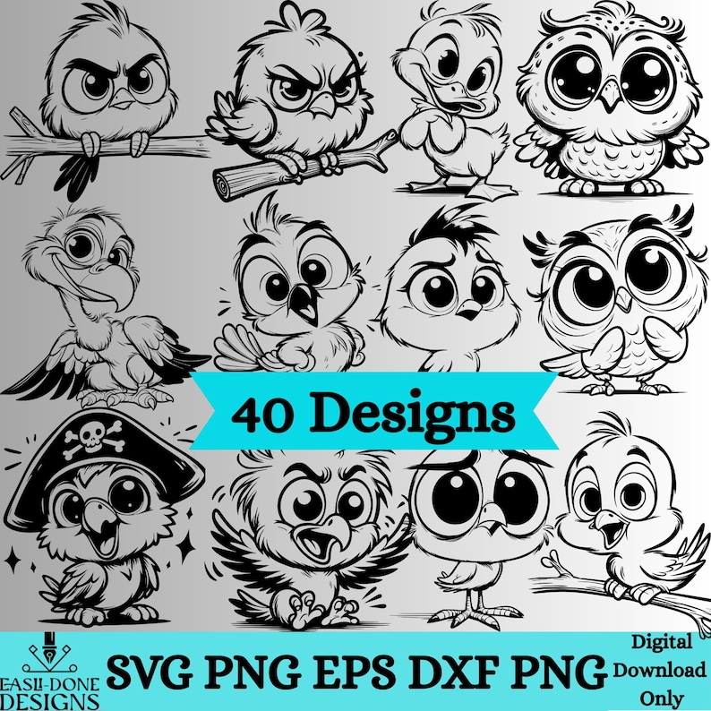 Bird SVG Bundle: Funny Baby Bird SVG, Infant Birds Clipart Designs ...