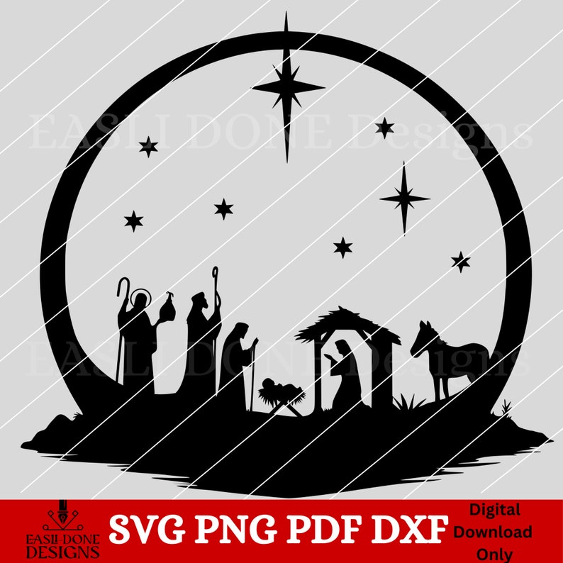 Nativity Scene SVG PNG Cut and Laser Files, DIY Christmas Nativity ...