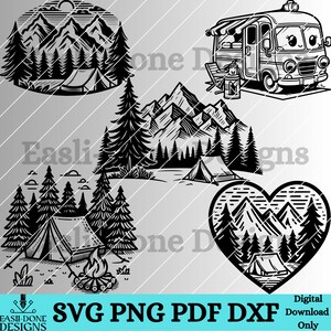 Bigfoot Camping SVG Bundle: Sasquatch Clipart, Mountain & Pine Tree ...