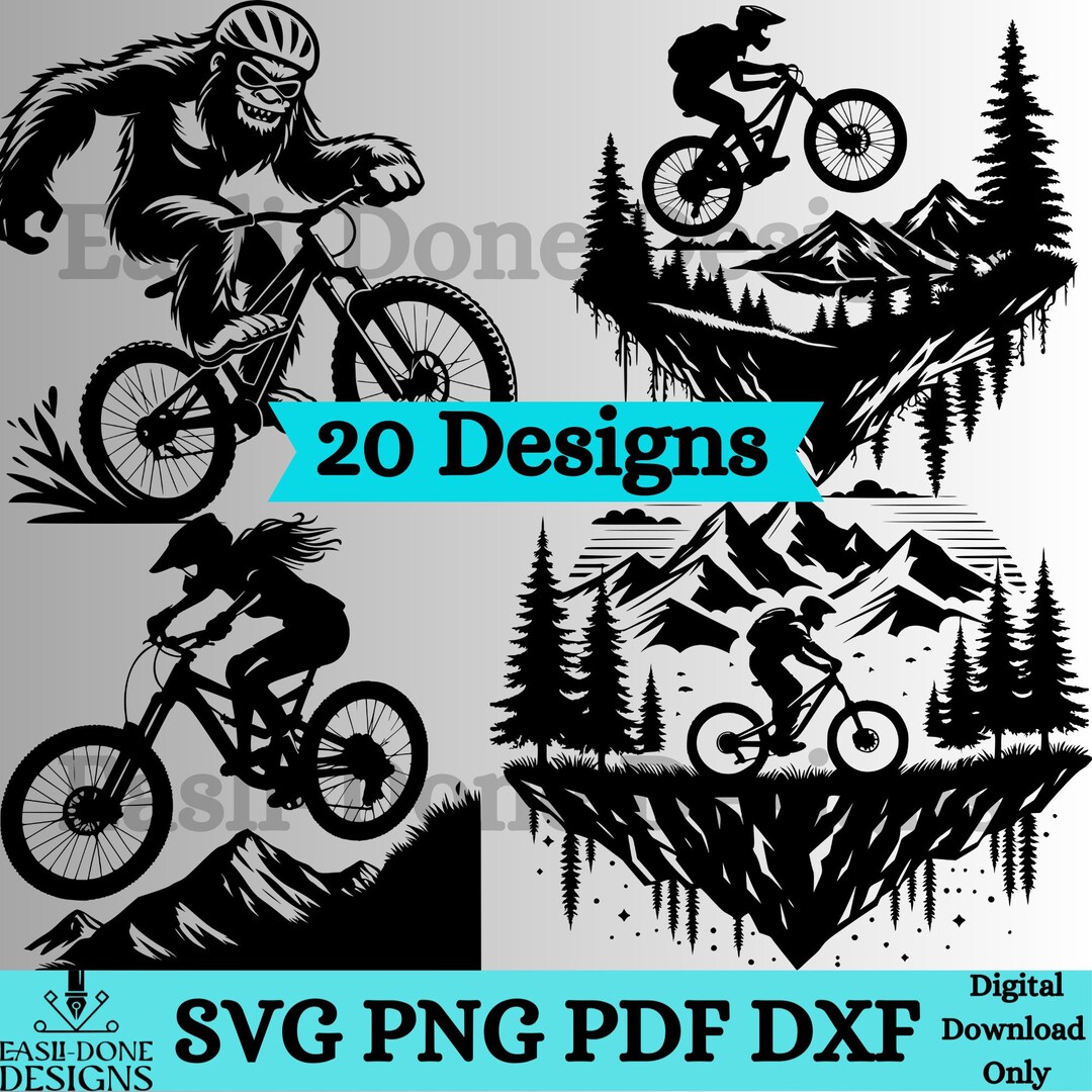 Mountain Bike SVG Clipart Bundle: Bigfoot & Outdoors Designs (digital ...