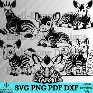 Okapi Outline Bundle SVG PNG Pdf and Dxf Files Instant Download Baby ...