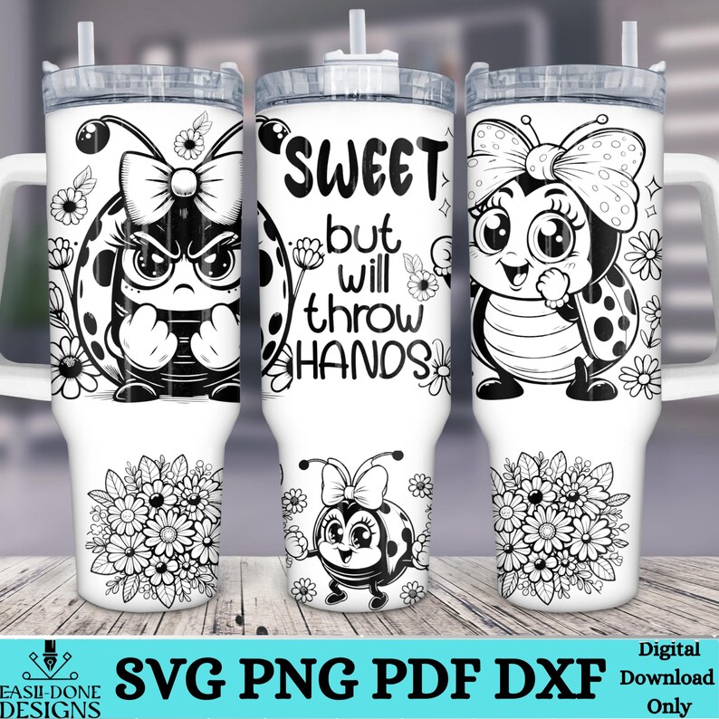 Sarcastic Ladybug 40oz Tumbler Wrap: Funny Insect SVG PNG (digital ...