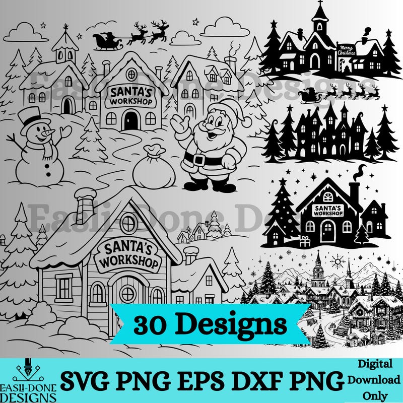 Santas Workshop Clipart - Etsy