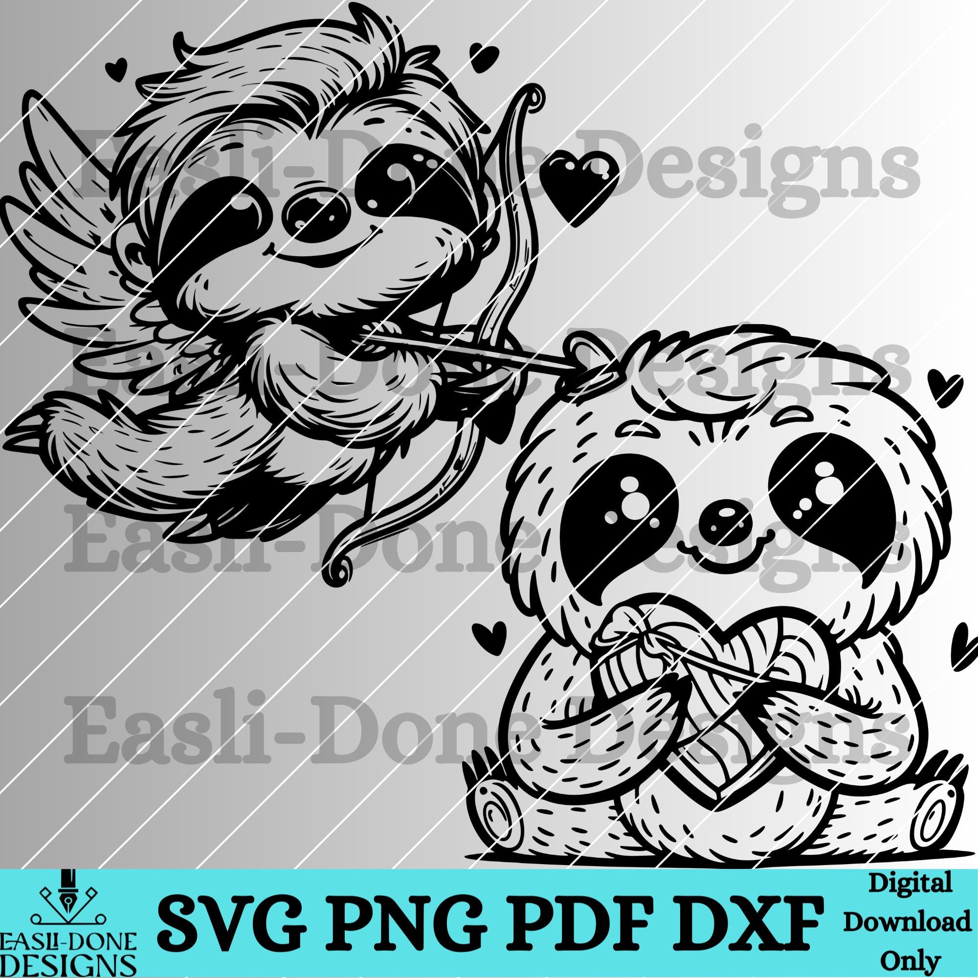 Sloth Valentine SVG Bundle: Heart Balloon Clipart (digital Download) - Etsy