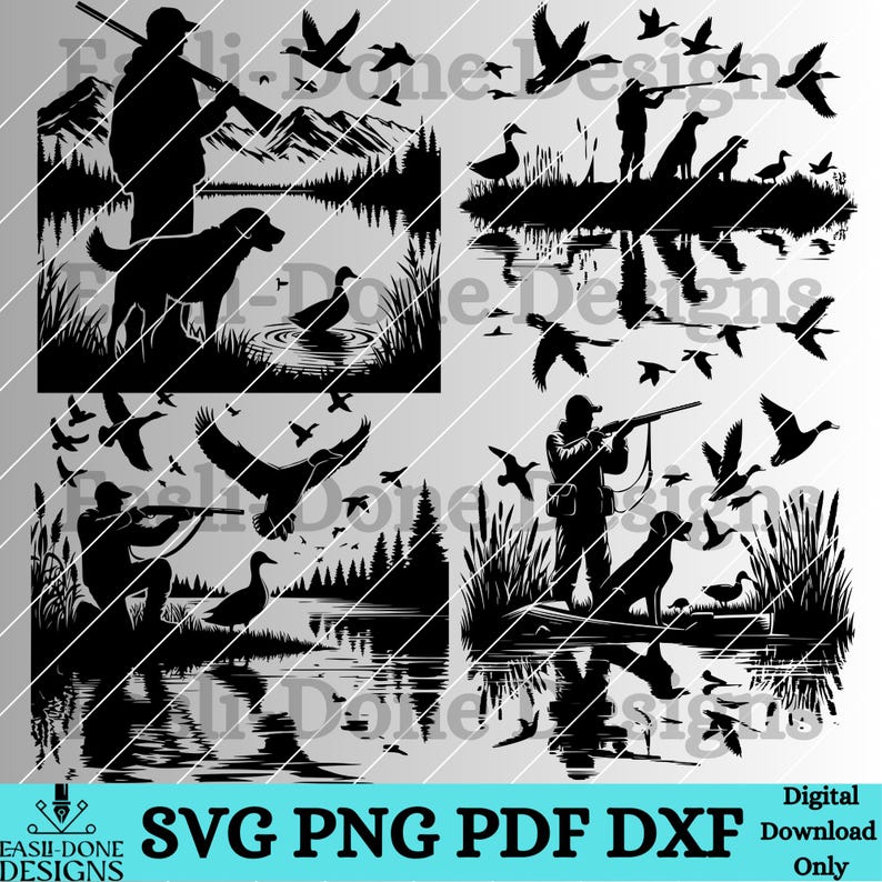 Duck Hunt SVG Bundle: Silhouette Clipart, Laser Engraving (digital ...