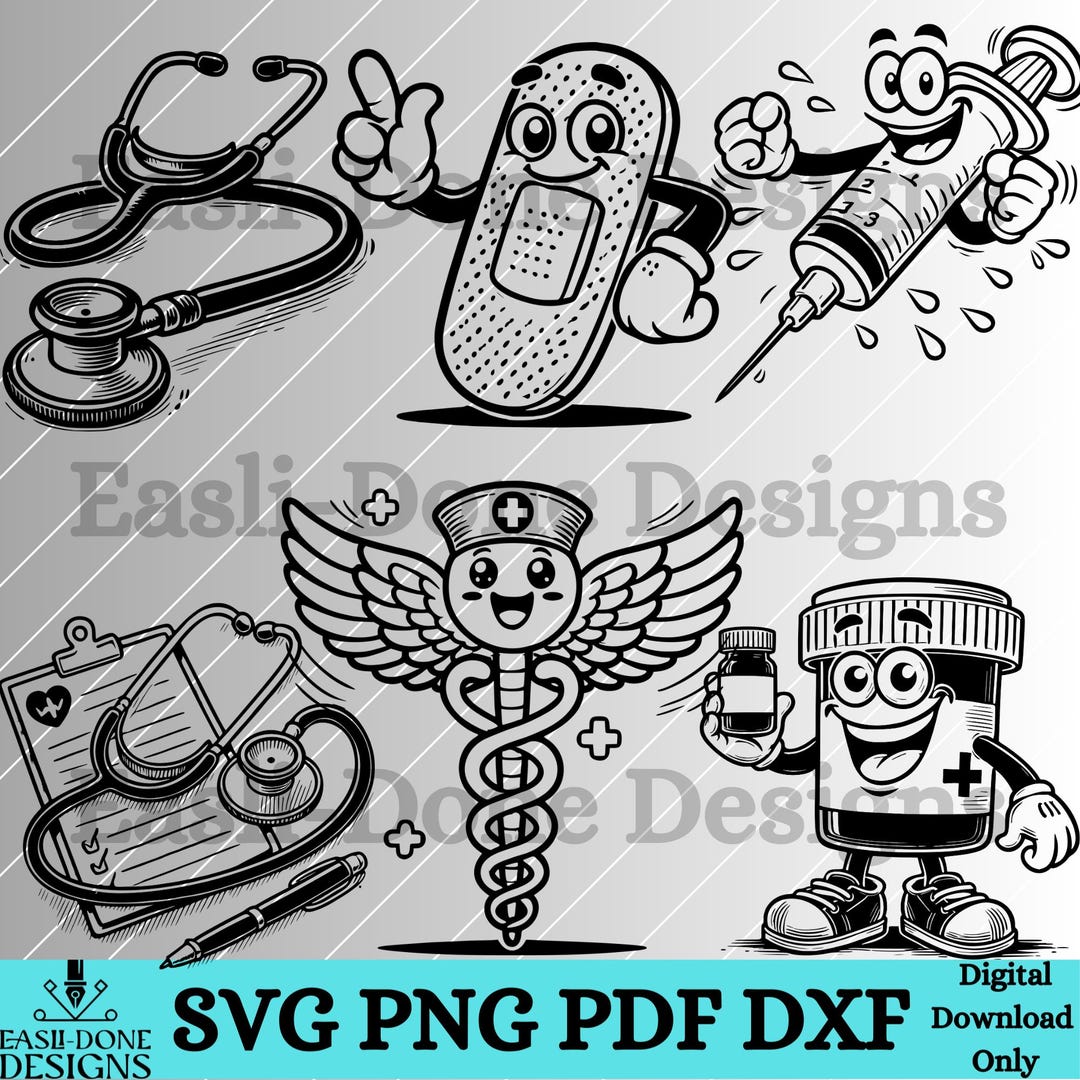 Nurse Clipart SVG Bundle: Doctor Tools, Vector Graphics (digital ...
