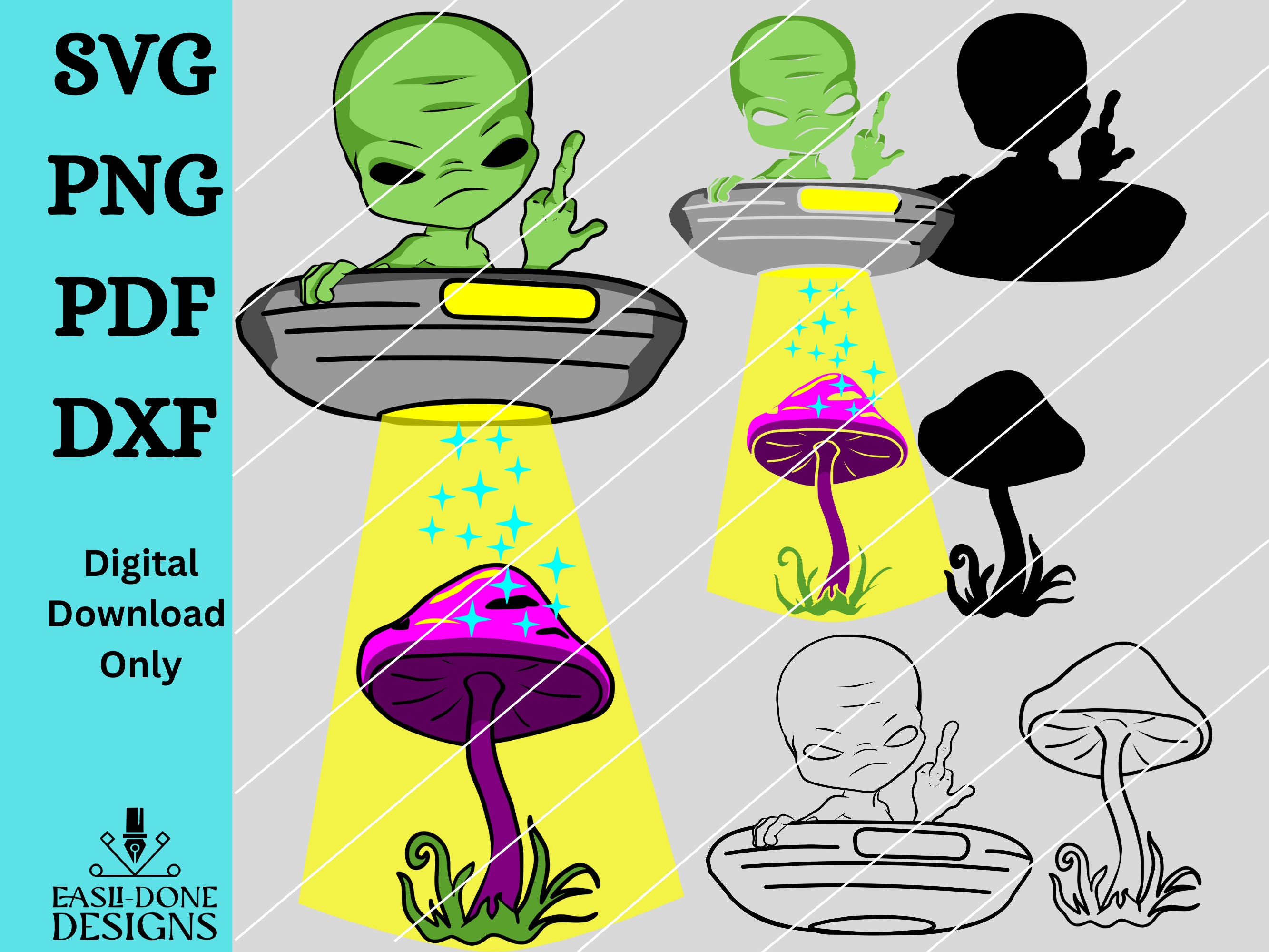 Cute Alien Svg Png Cut Files, Funny Alien Text Clipart, Adorable UFO ...