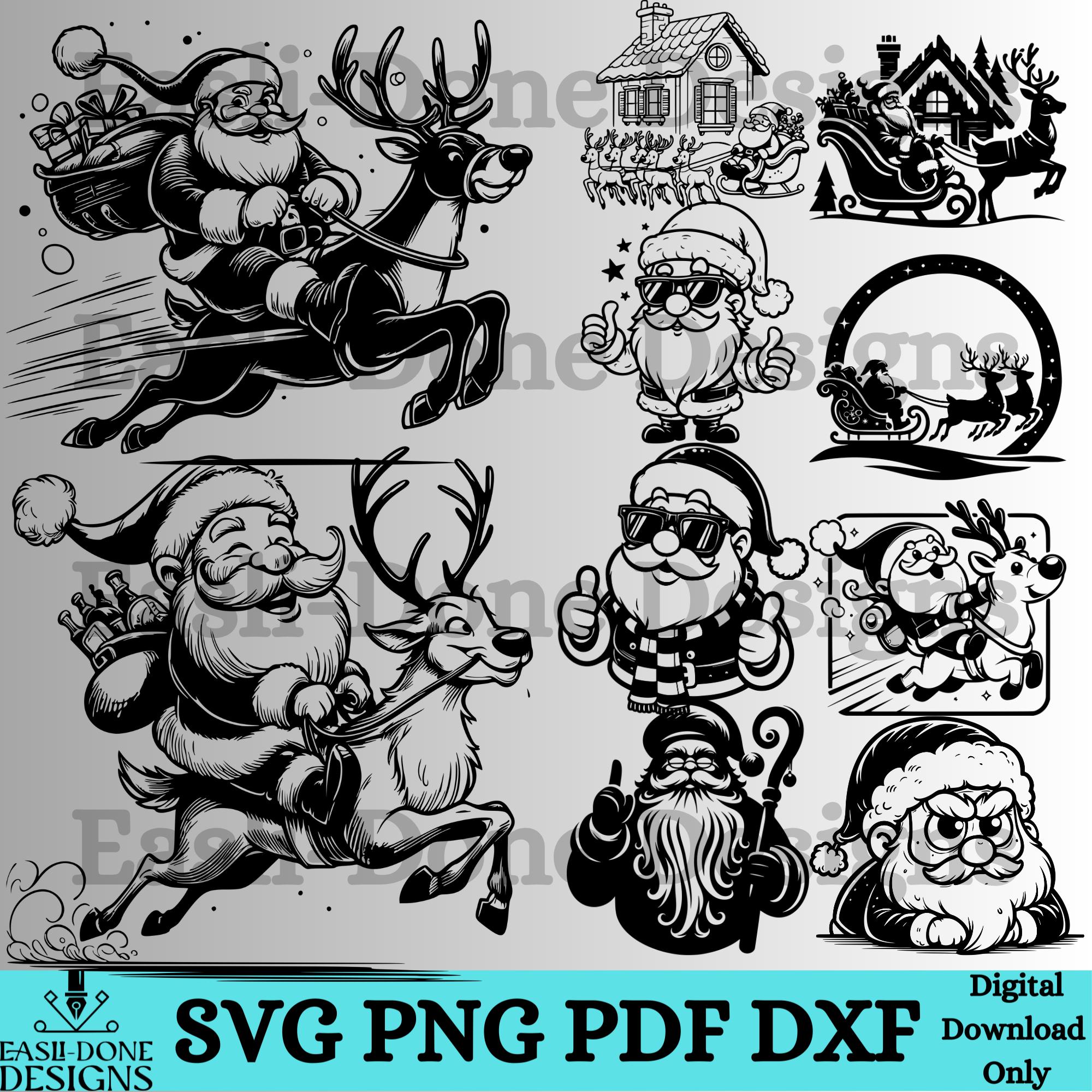 Santa Claus SVG Bundle: Middle Finger, Tired, Coffee, Peeking Saint ...