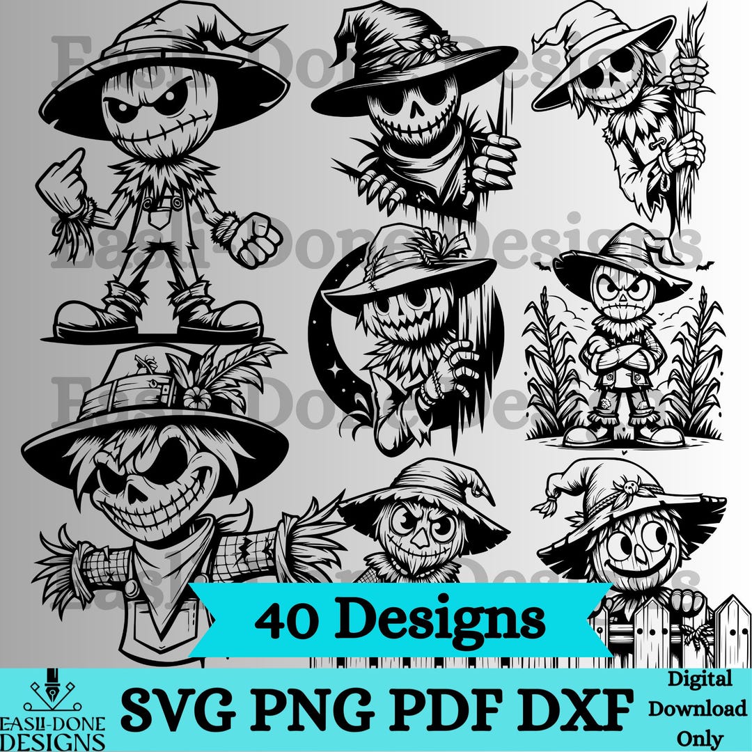 Scarecrow SVG Clipart Bundle: Middle Finger, Peeking, Round and Square ...