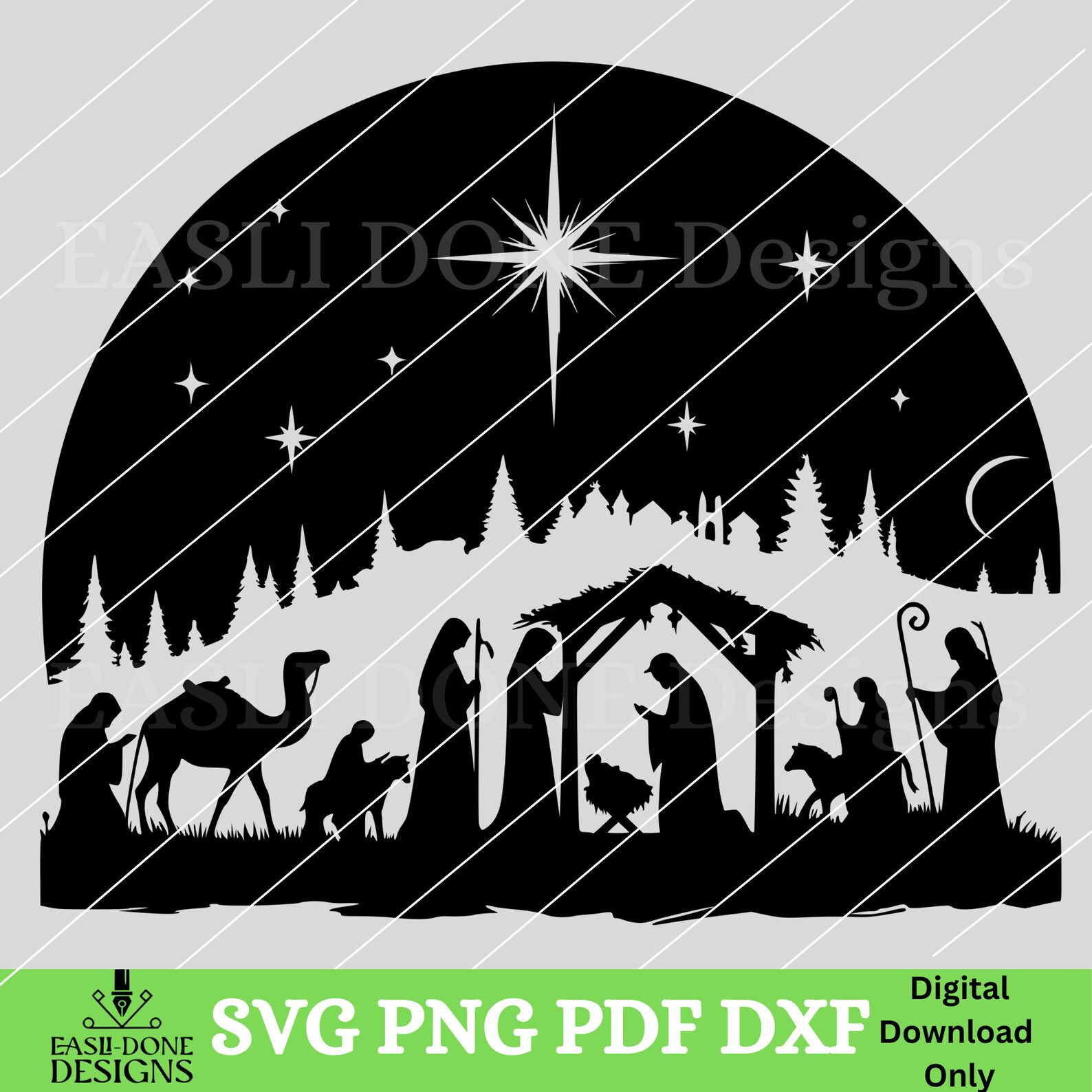 Nativity Scene SVG PNG Cut and Laser Files, DIY Christmas Nativity ...