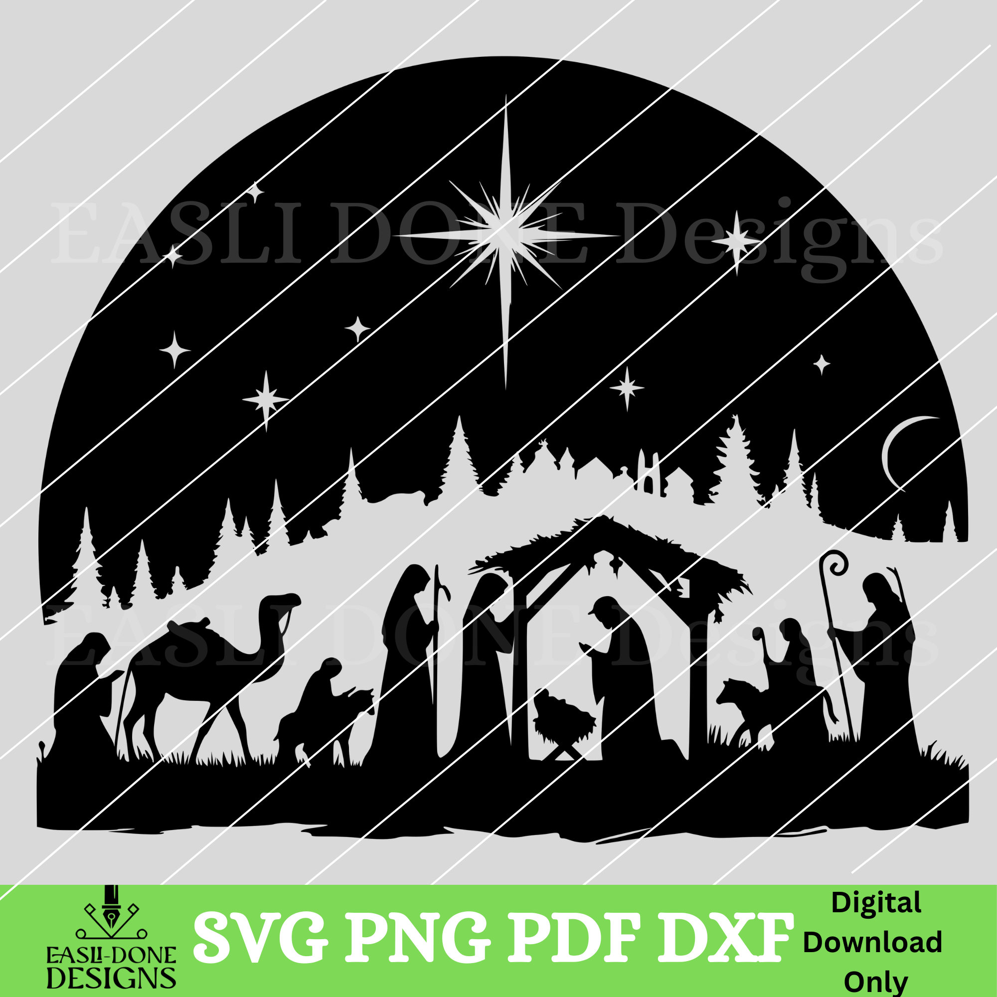 Nativity Scene SVG PNG Cut and Laser Files, DIY Christmas Nativity ...