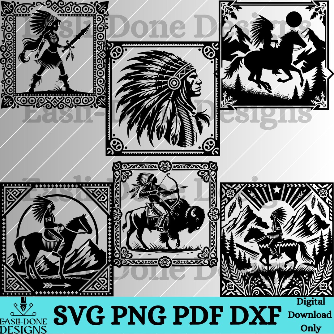 Native Silhouette Square SVG PNG File Native American Square Coaster ...
