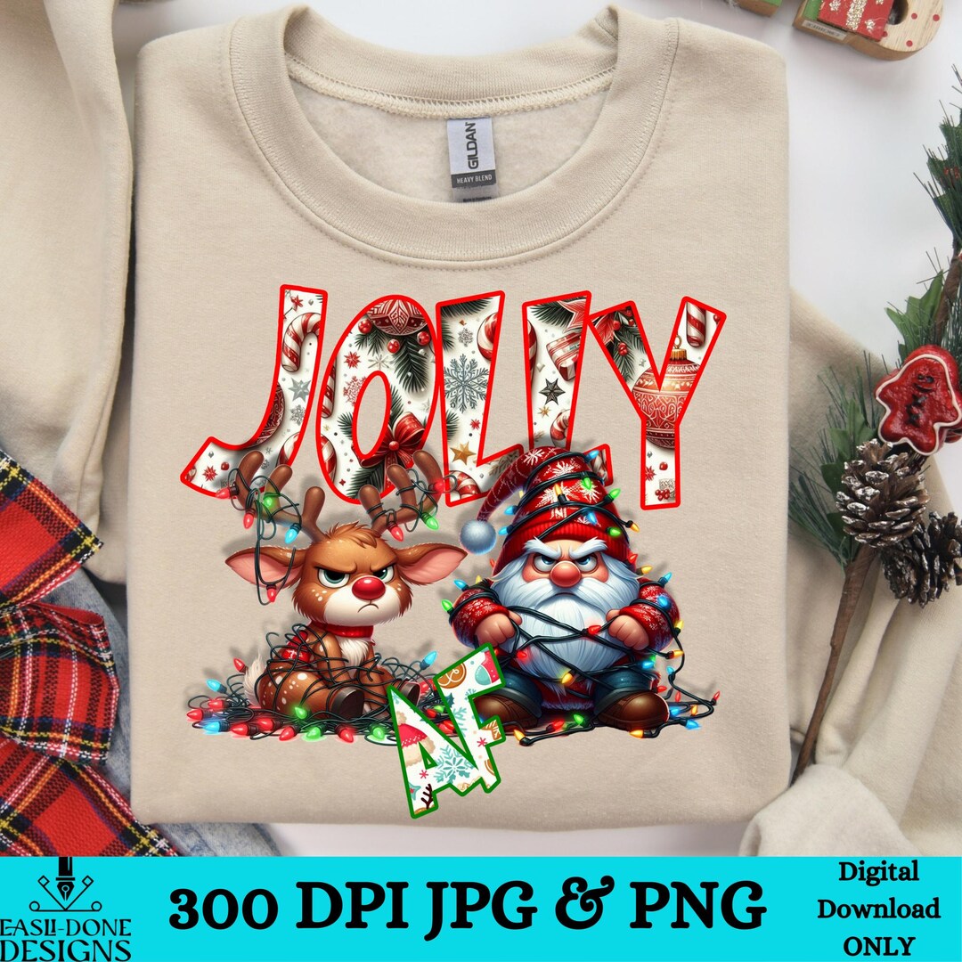 Grumpy Christmas Gnome & Reindeer PNG: Jolly Holiday Design (digital ...