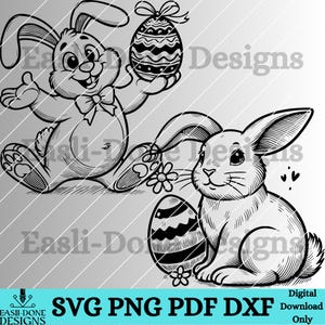 Kawaii Easter Bunny SVG Clipart: Rabbit Animal Designs (digital ...