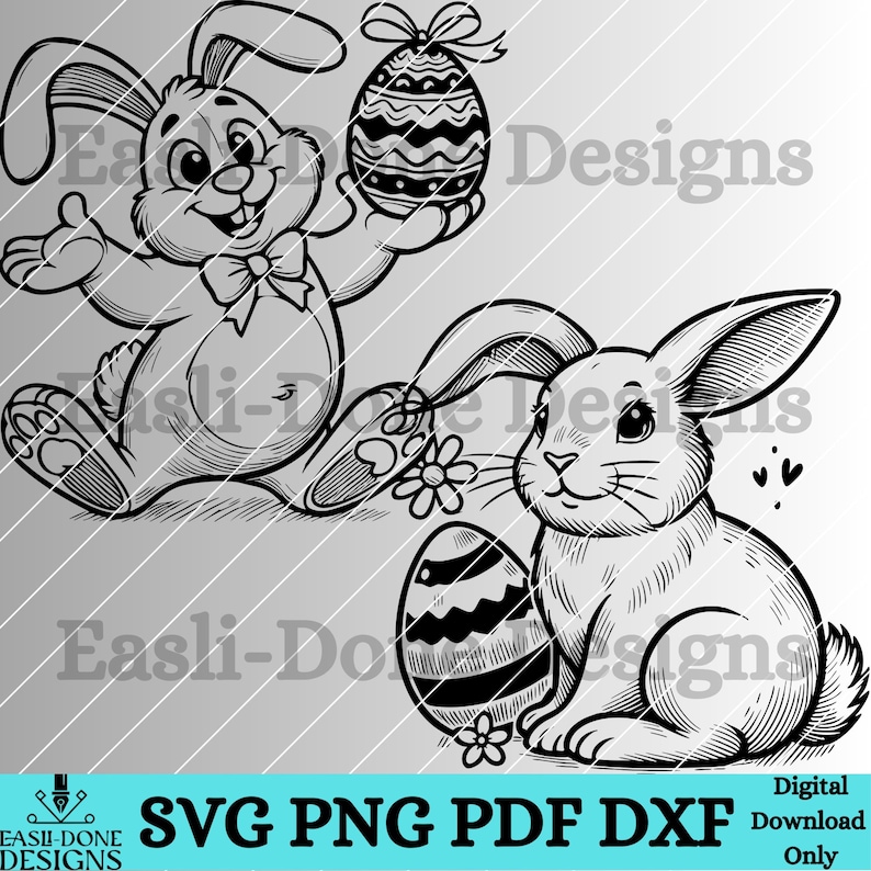 Kawaii Easter Bunny SVG Clipart: Rabbit Animal Designs (digital ...