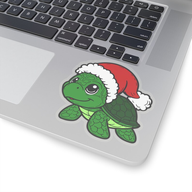 Christmas Sea Turtle Kiss-cut Stickers, Sea Turtle Decal, Water Bottle ...