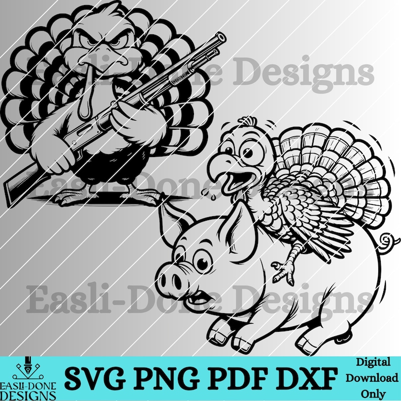 Thanksgiving Turkey Outline SVG Bundle: Fall Holiday Clipart (digital ...