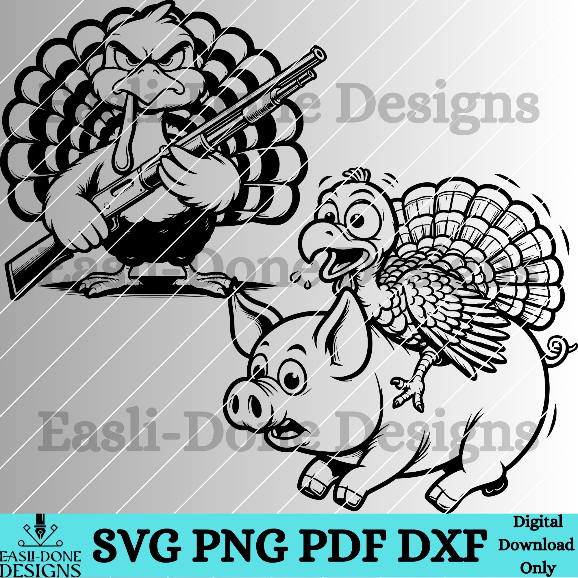 Thanksgiving Turkey Outline SVG Bundle: Fall Holiday Clipart (digital ...