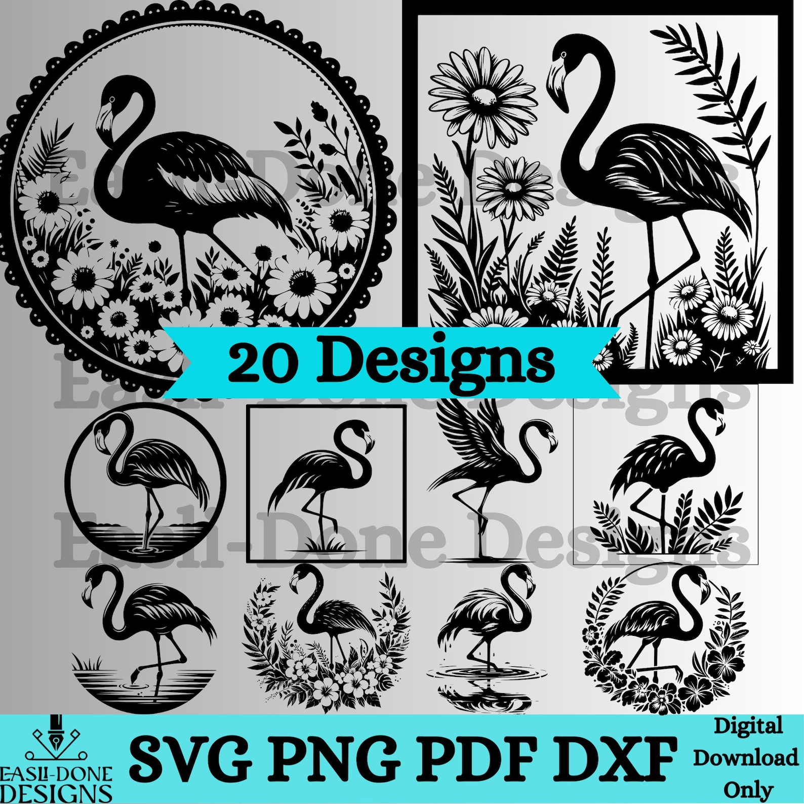 Flamingo SVG Bundle: Laser Cut Files, Clipart (digital Download) - Etsy UK