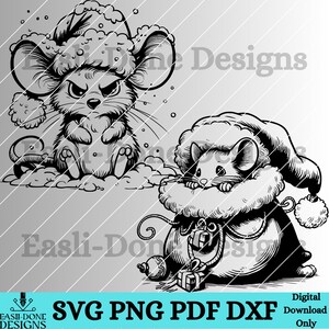 Christmas Mouse Outline Digital File Bundle SVG Cut Vector PNG ...