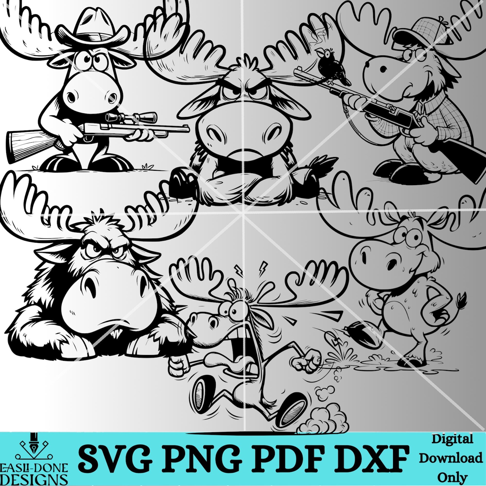 Lustige Elch SVG PNG pdf und dxf Dateien Sofort-Download, niedliche ...