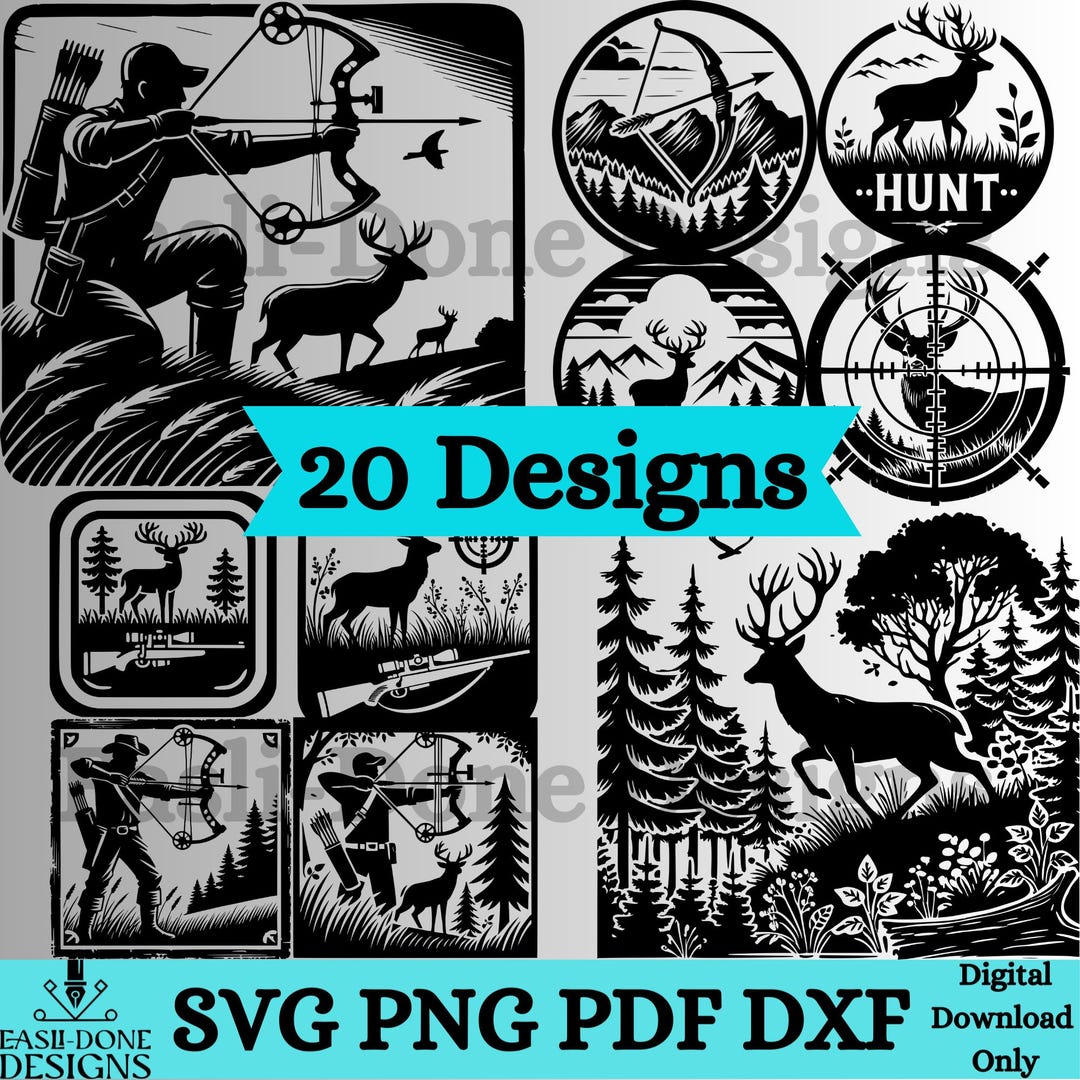 Deer Hunt SVG Bundle: Silhouette Clipart, Laser Cut Files (digital ...