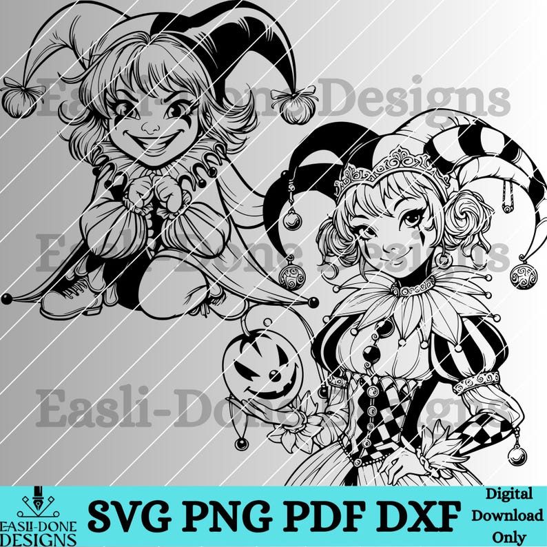 Jester Outline SVG Bundle: Clown Vector Designs (digital Download) - Etsy