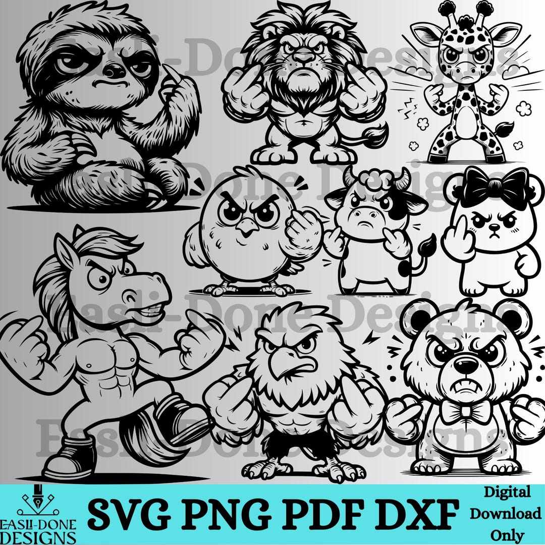 Middle Finger SVG Bundle 2, Animal Birdie Finger Clipart, Funny Farm ...