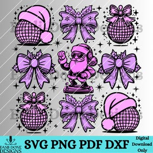 Disco Christmas Bows SVG PNG: Coquette Disco Ball, Shirt Design ...