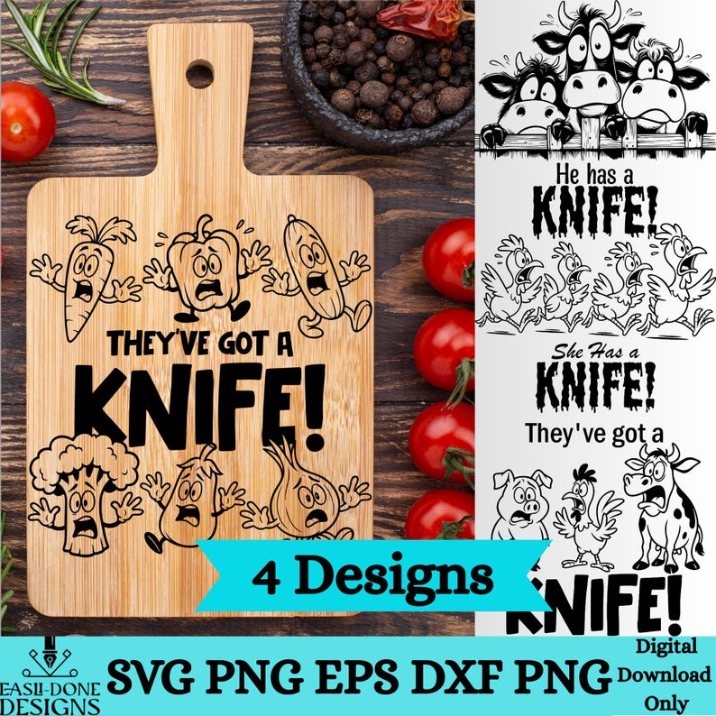 Sarcastic Cutting Board SVG Bundle: They've Got a Knife, Funny Kitchen Art (digital Download) - Etsy
