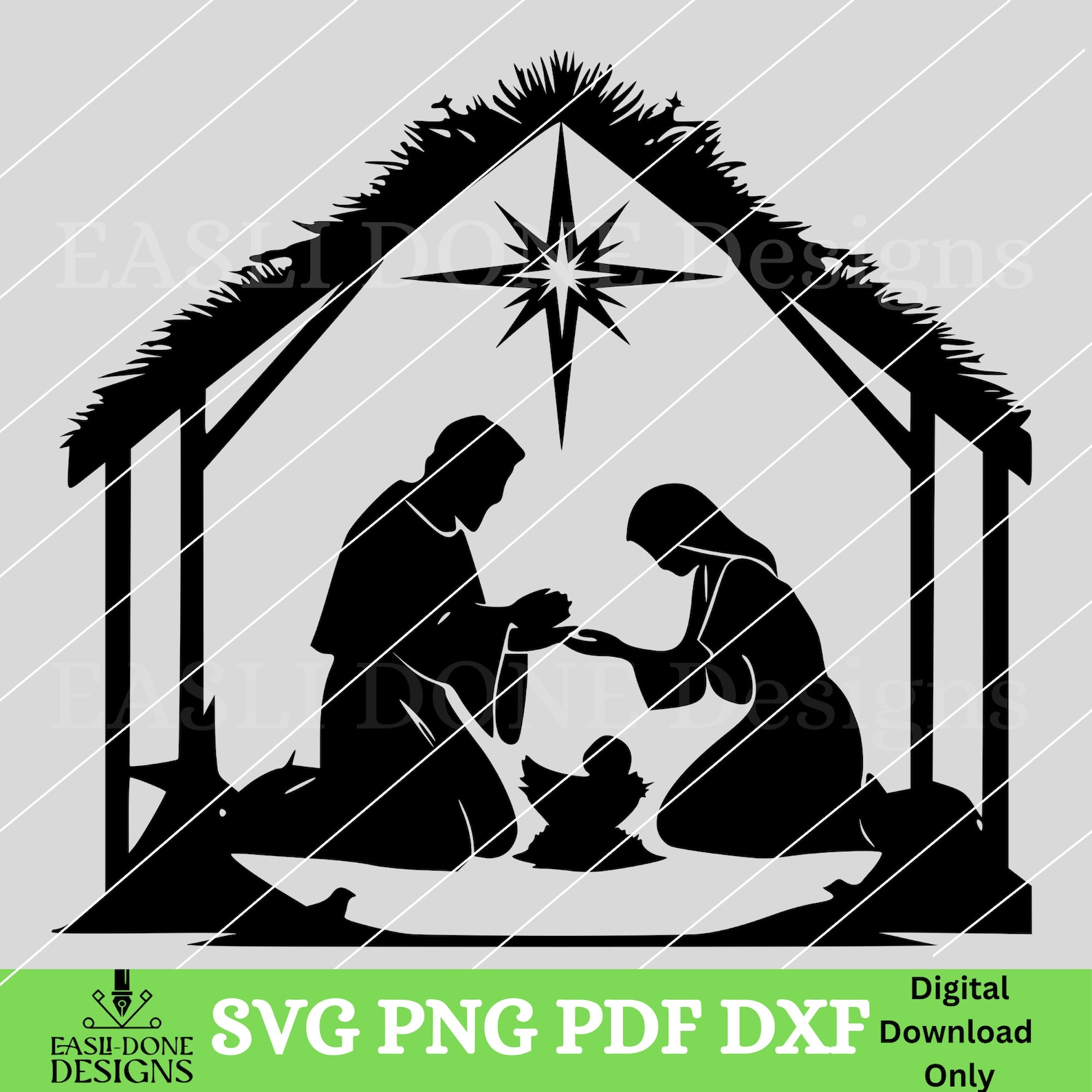 Nativity Scene SVG PNG Cut and Laser Files, DIY Christmas Nativity ...
