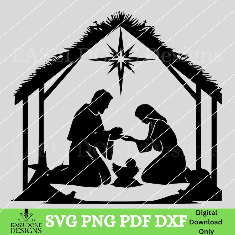 Nativity Scene SVG PNG Cut and Laser Files, DIY Christmas Nativity ...