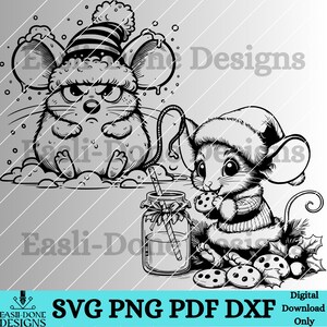 Christmas Mouse Outline Digital File Bundle SVG Cut Vector PNG ...