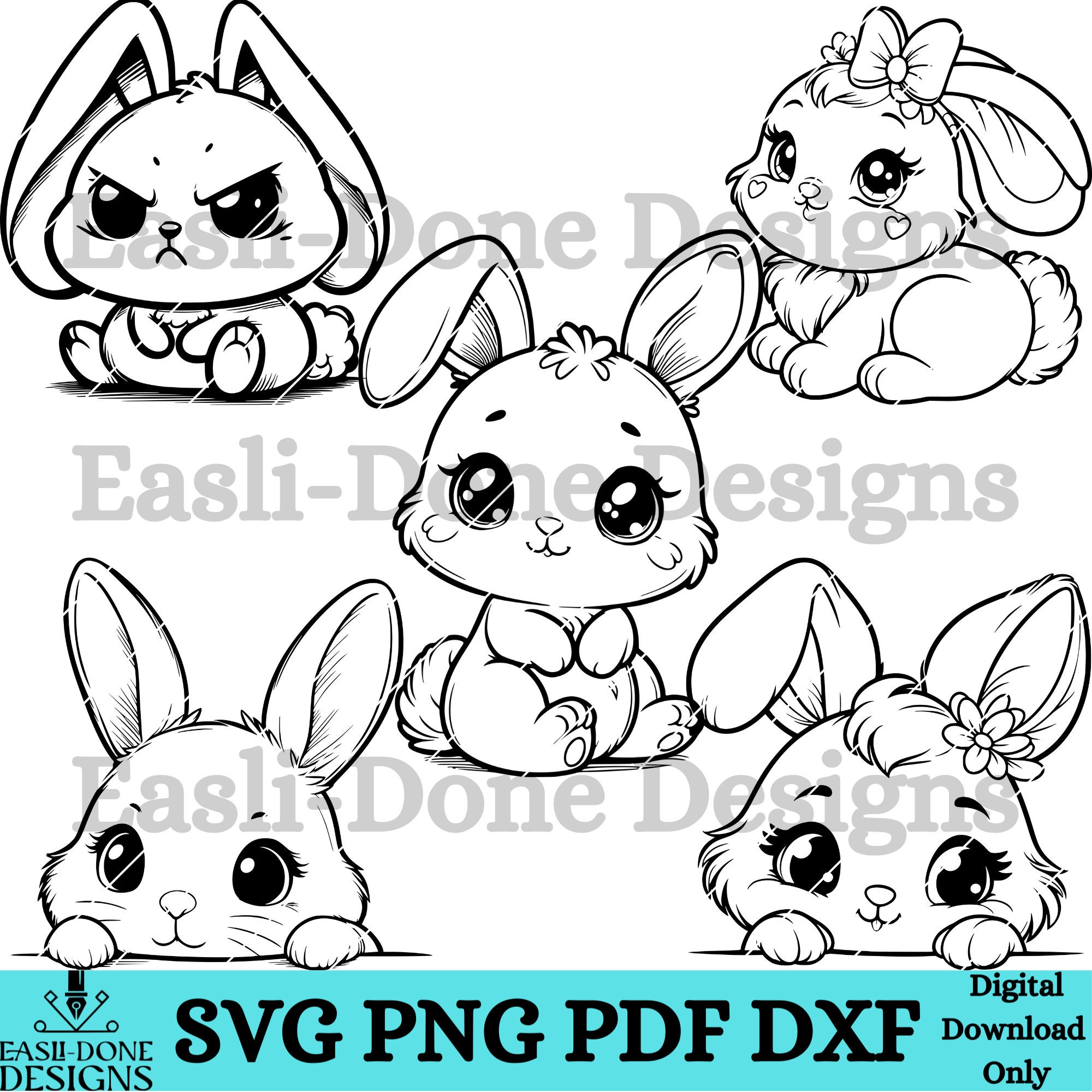 Bunny SVG PNG Files Funny Peeking Bunny Designs Wildlife Clipart Laser ...