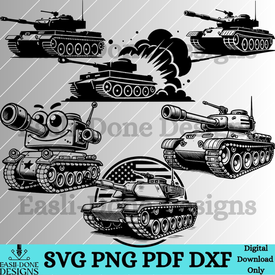 Tank Silhouette & Outline SVG PNG Bundle Military Tank Silhouette ...