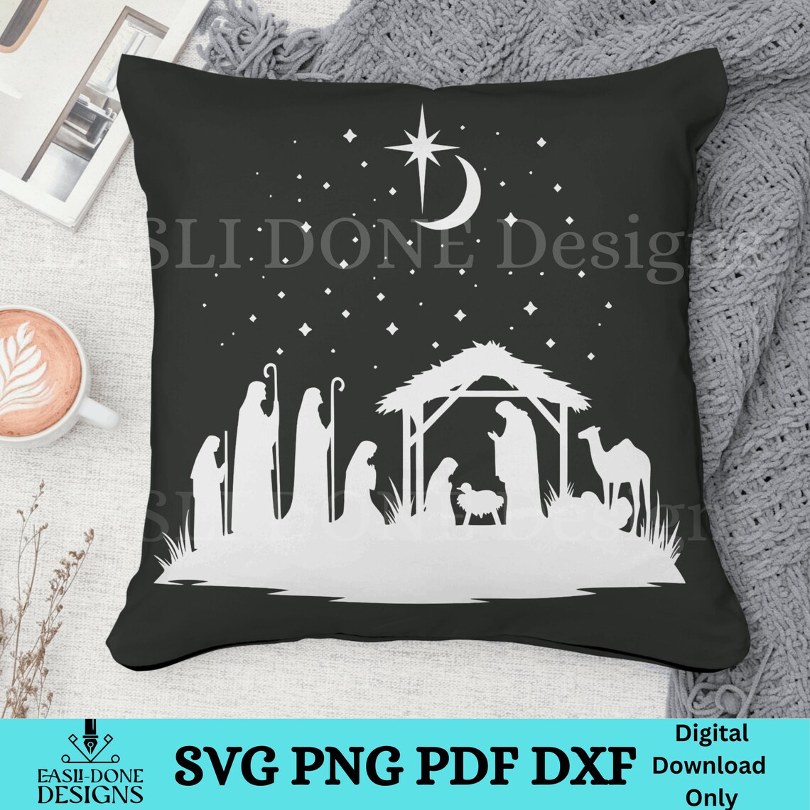 Nativity Scene SVG PNG Cut and Laser Files, DIY Christmas Nativity ...