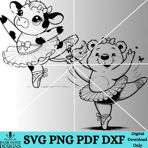 Dancing Animal Outline SVG Bundle: Ballet Clipart (digital Download) - Etsy